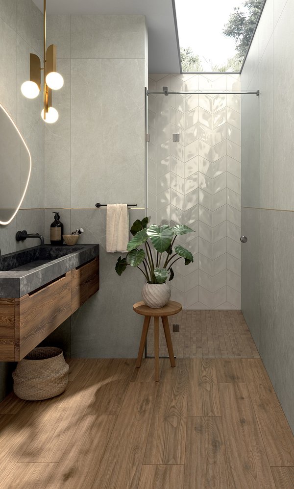 White floor tiles and wall tiles design | Marca Corona