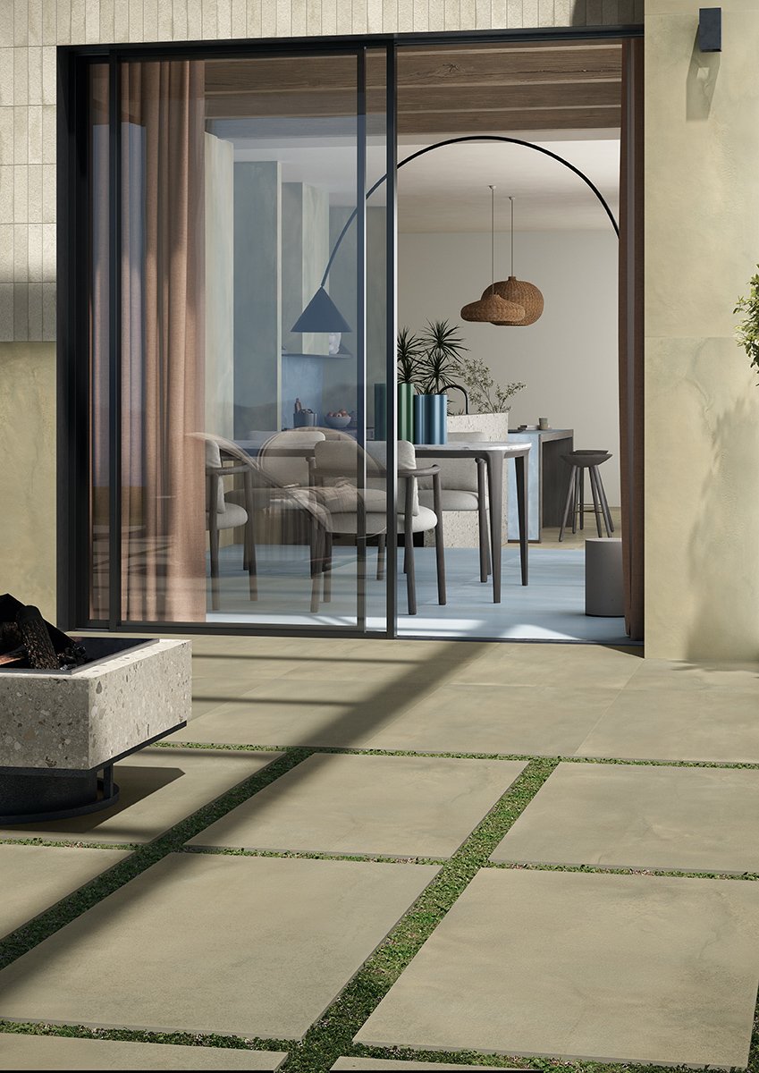 Vulcanica: Gres porcelánico y metales pulidos - Marca Corona | Marca Corona