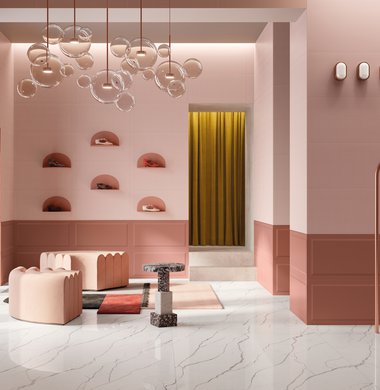 White floor tiles and wall tiles design | Marca Corona